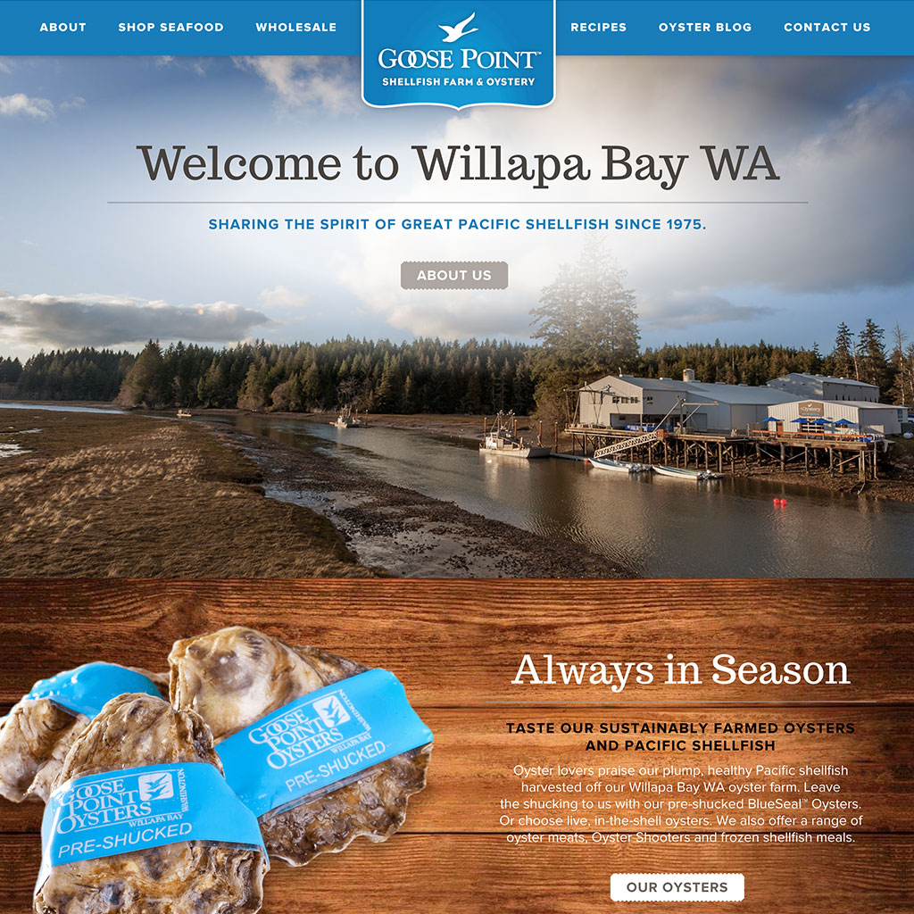 Shellfish Farm Website + Store for Goose Point Oysters / Moto ...